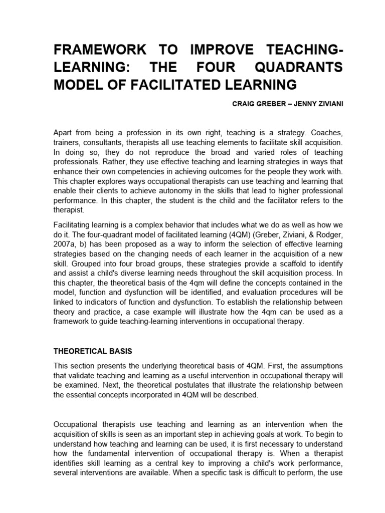 Reference Framework To Improve Teaching-Learning | PDF | Learning | Occupational Therapy
