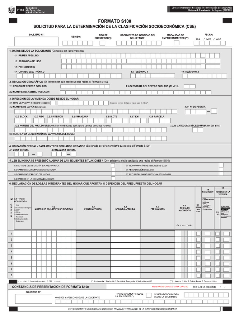 Formato S100. 2024 | PDF | Documento de identidad