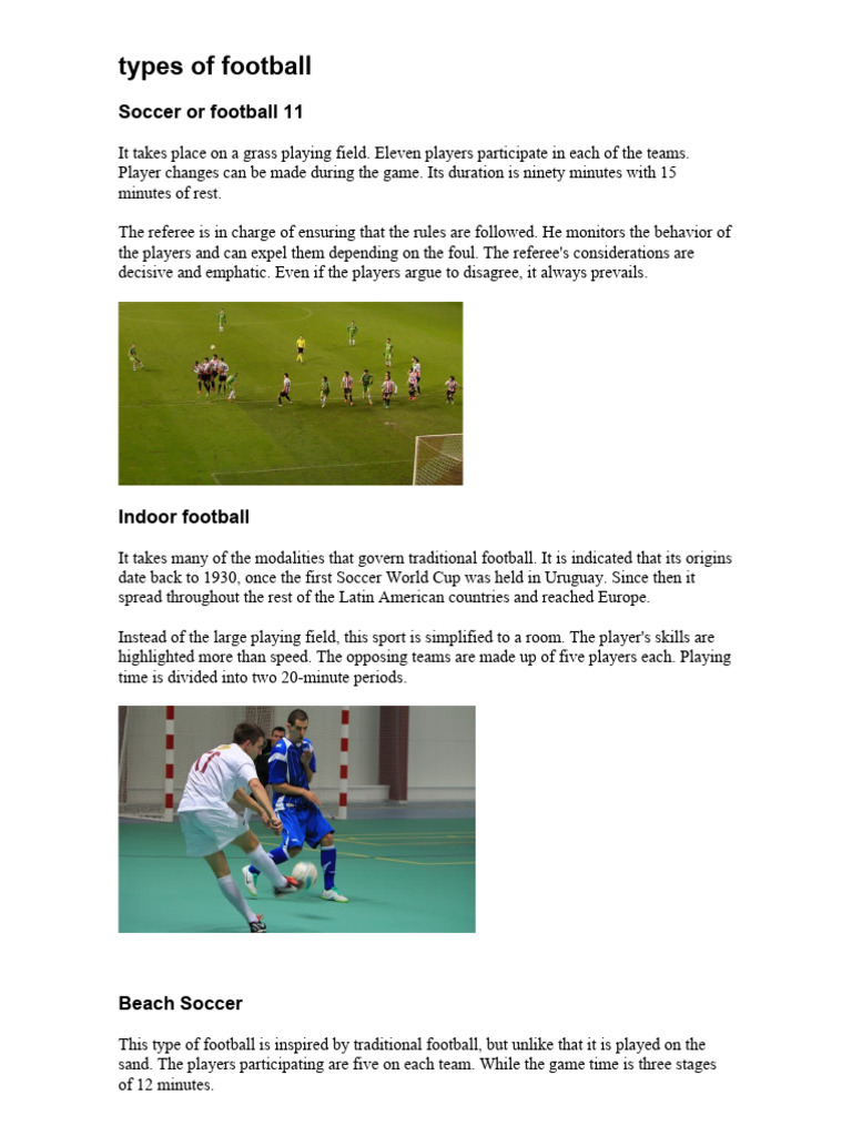 Types of Soccer | PDF | Association Football | Ball Games