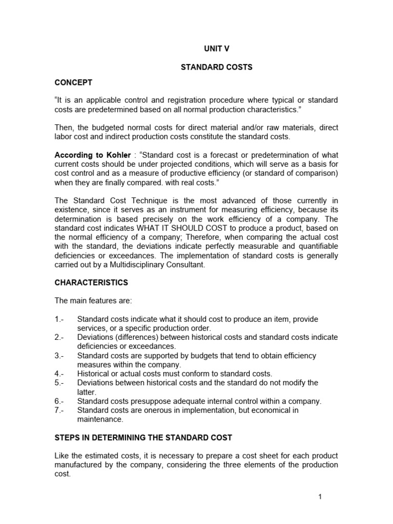Textbook Standard Costs | PDF | Labour Economics | Cost
