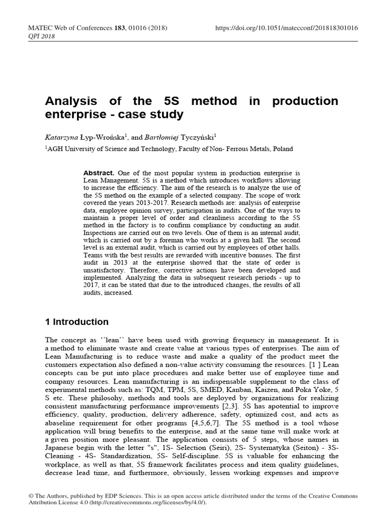 5S Method Analysis in Production | PDF | Lean Manufacturing | Audit