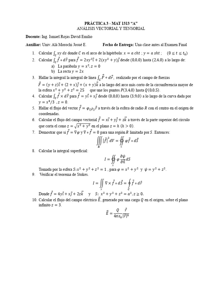 Práctica 3 Mat1313 | PDF | Integral | Vector Euclidiano