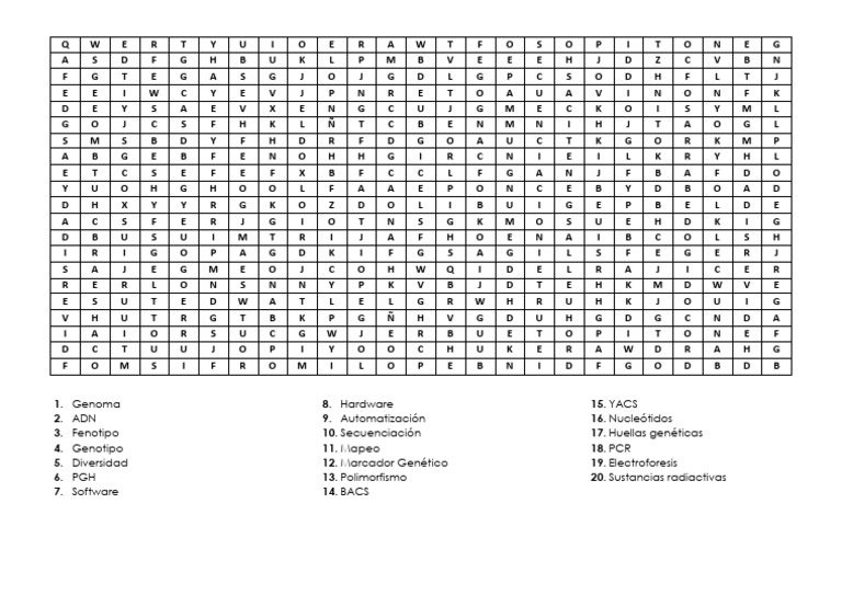 SOPA LETRAS Grado10 2P 2024 | PDF | Perfiles de ADN | Ácidos nucleicos