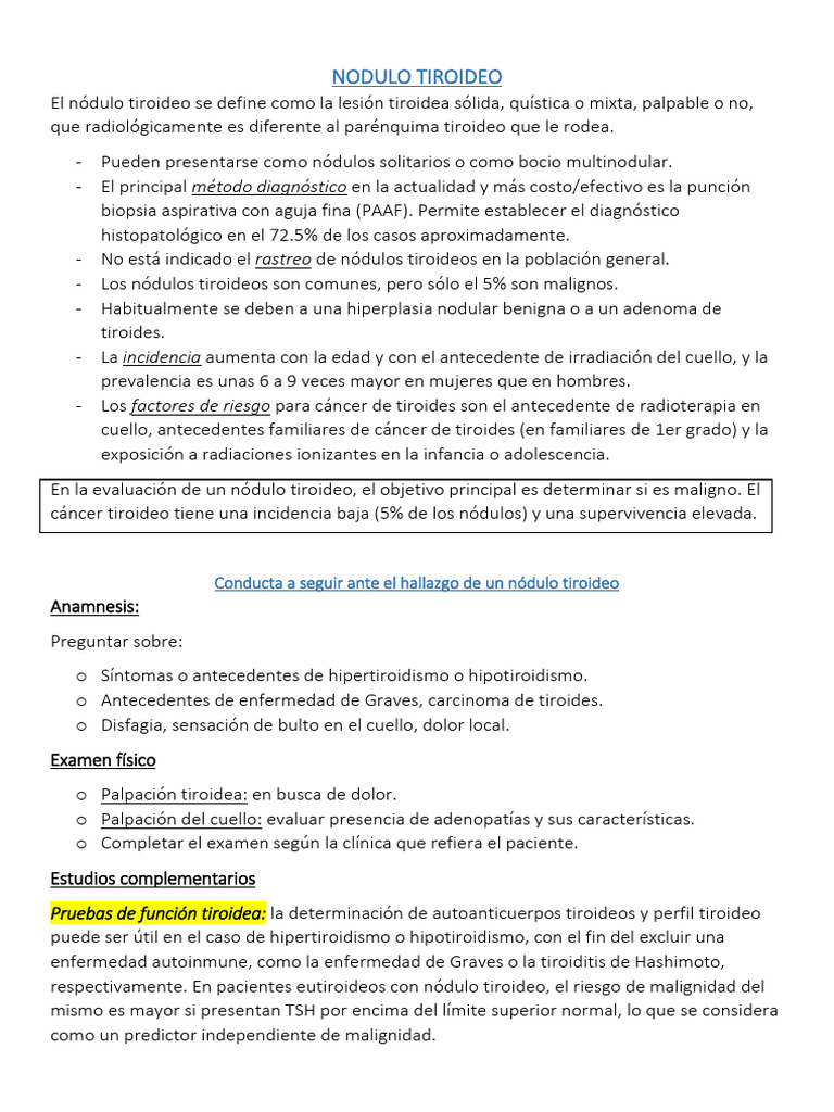 Diagnóstico y Manejo de Nódulos Tiroideos | PDF | Biopsia | Tiroides