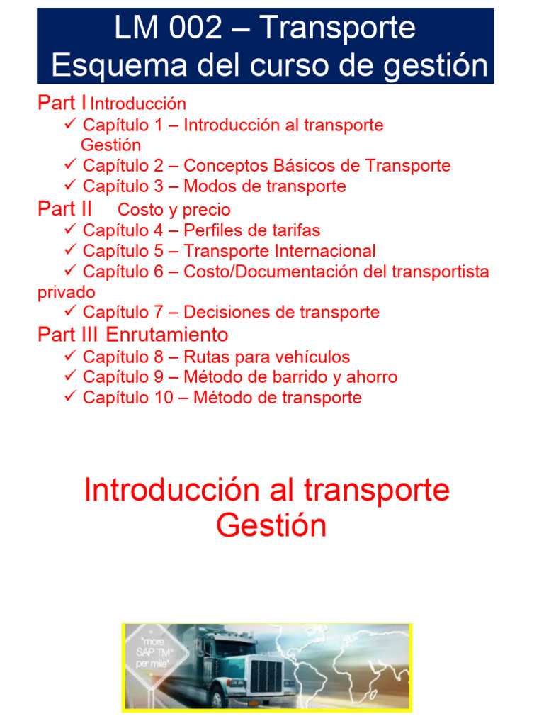 Capítulo 1 - Introducción A La Gestión Del Transporte | PDF | Logística | Transporte