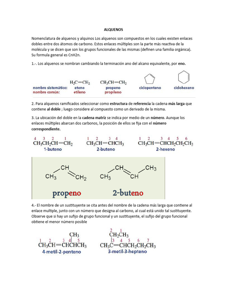 Nomenclatura de Alquenos y Alquinos | PDF | Alqueno | Sustancias químicas