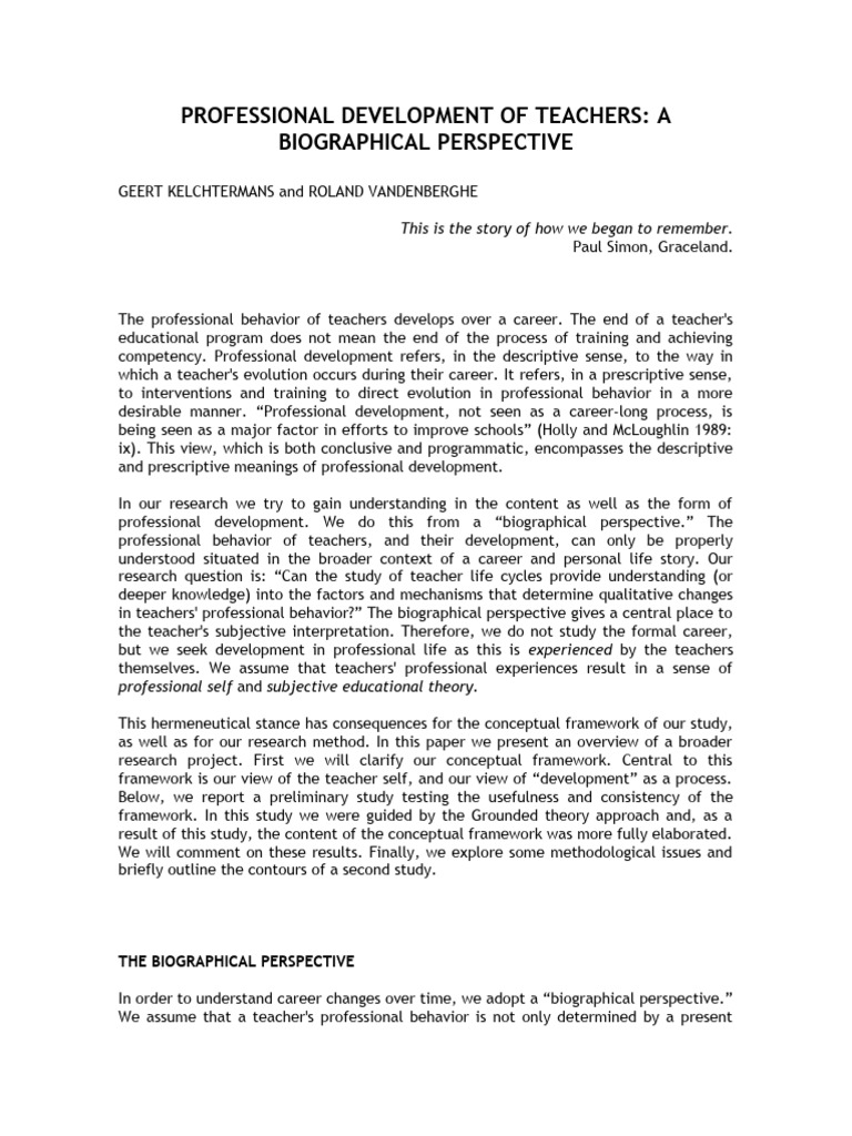 Teacher Professional Development Insights | PDF | Teachers | Experience