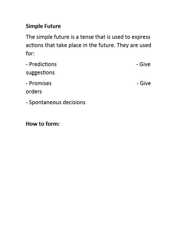 Simple Future Tense Guide | PDF | Business