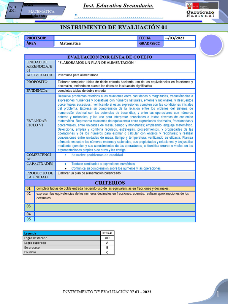 2º LC 1 Mat Sem 01 - Unidad 1 | PDF | Números | Número racional