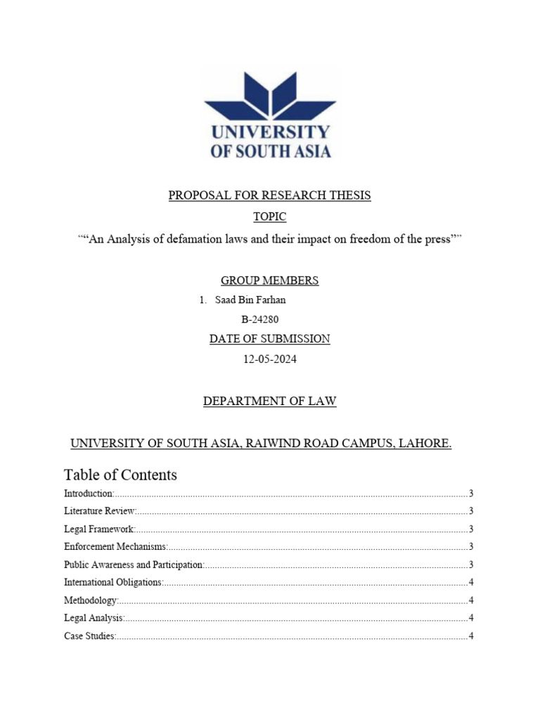 Final Thesis Proposal | PDF | Defamation | Analysis