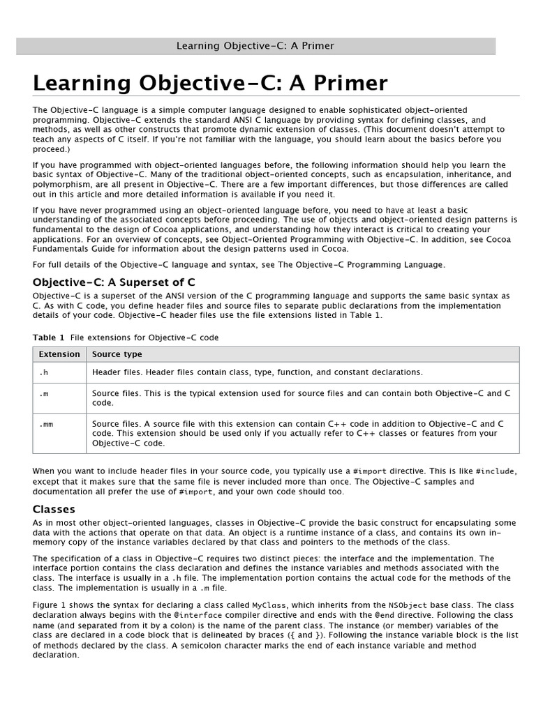 Learning Objective C A Primer Pdf Class Computer Programming Objective C