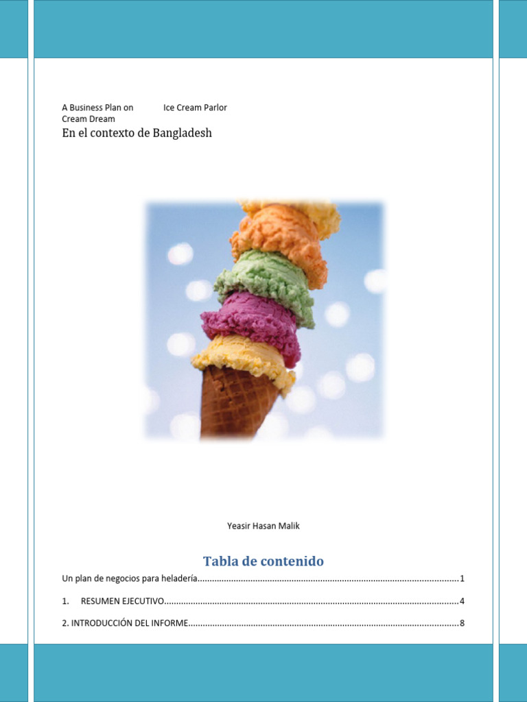 Plan de Negocios para Heladería en Bangladesh | PDF | Marketing | Business