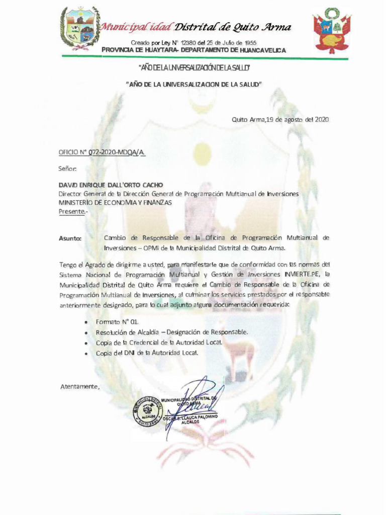 Oficio #072-2020-Mdqa | PDF | Gobierno | Justicia