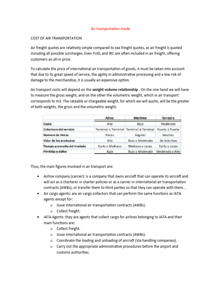 Air Transportation Cost | PDF | Cargo | Economies