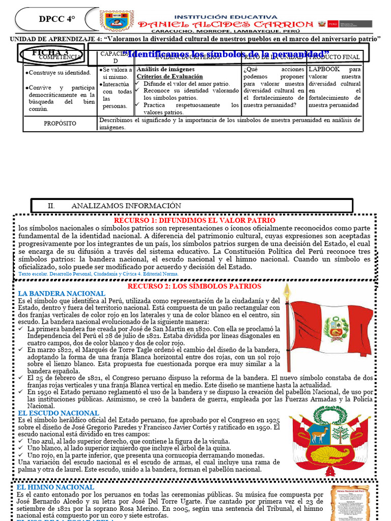4° Ficha 3 - Unidad 4-DPCC 2024 | PDF | Estudios de idiomas extranjeros