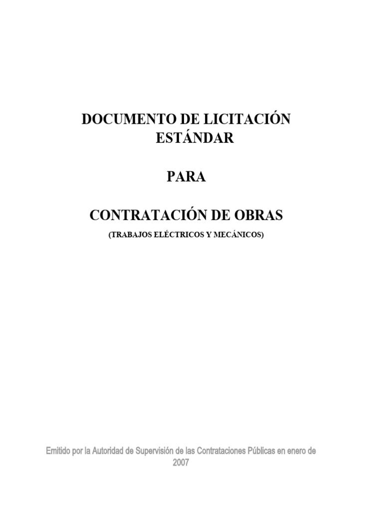 Documento Estándar de Licitación para La Contratación de Obras (Obras ...