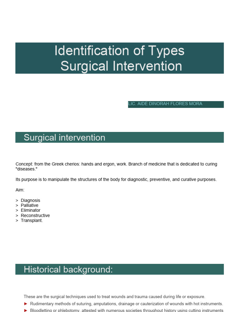 Identification of Types of Surgical Intervention | PDF | Surgery ...