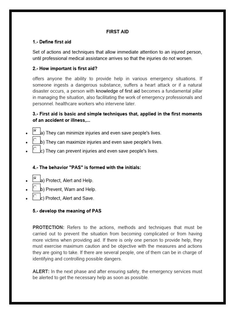 First Aid Task | PDF | First Aid | Emergency