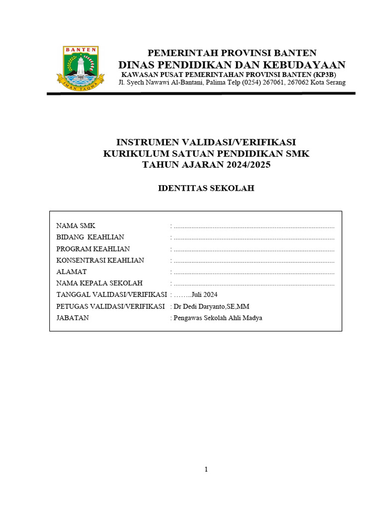 01 Instrumen Validasi KSP SMK Tahun 2024 | PDF | Seni