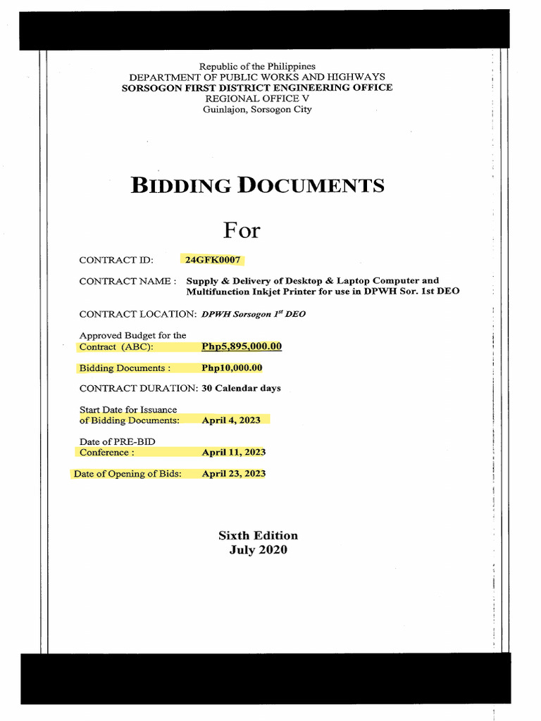 24GFK0007-Invitation To Bid & Bidding Document | PDF