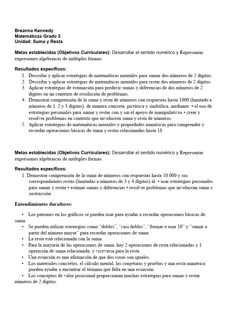 Unidad de Suma y Resta | Descargar gratis PDF | Sustracción | Ecuaciones