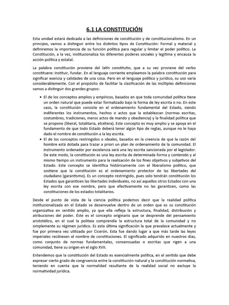Tipos de Constitución: Formal y Material | PDF | Constitución | Gobierno