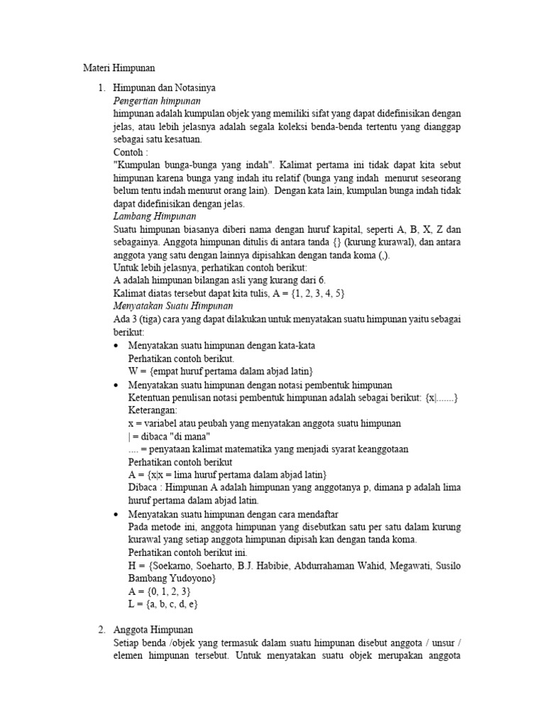 Materi Himpunan | PDF | Seni & Disiplin Bahasa