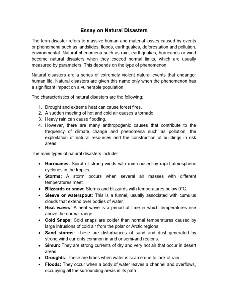 Essay About Natural Disasters | PDF | Natural Disasters | Tropical Cyclones