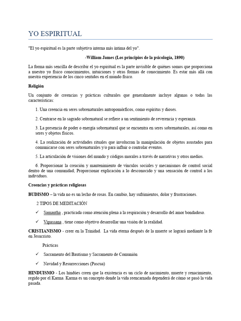 El Yo Espiritual y Prácticas Religiosas | PDF | Sobrenatural | Rituales
