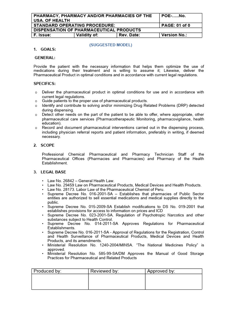BP Operating Procedure - Dispensing | PDF | Pharmacy | Pharmacist