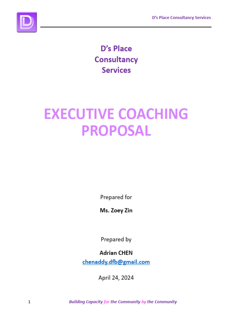ZoeyZIN - Executive Coaching Proposal | PDF | Goal | Consultant