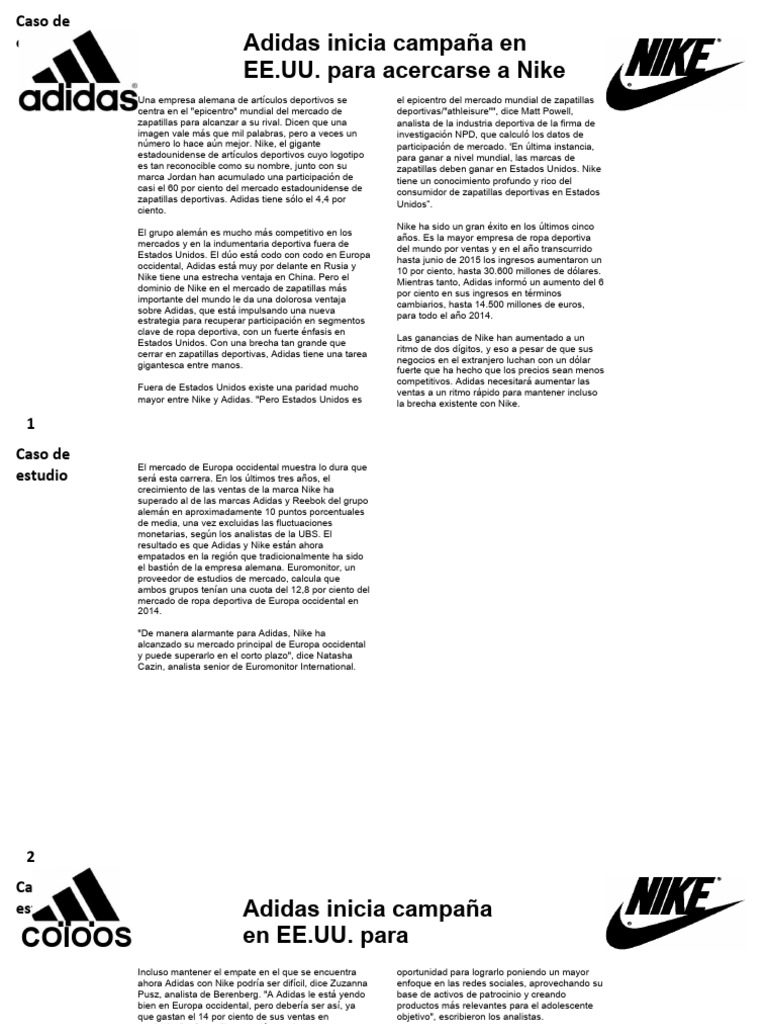 Estudio de Caso Adidas Nike | PDF | Nike | Adidas