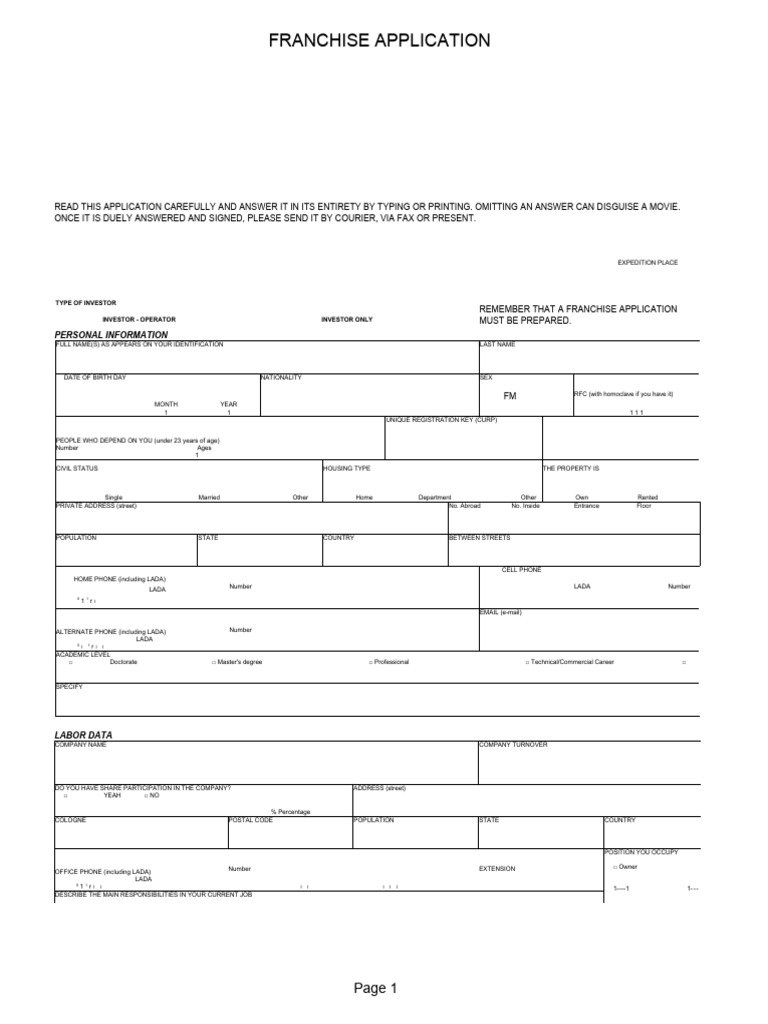 Format 4 Franchise Application | PDF | Franchising | Economies