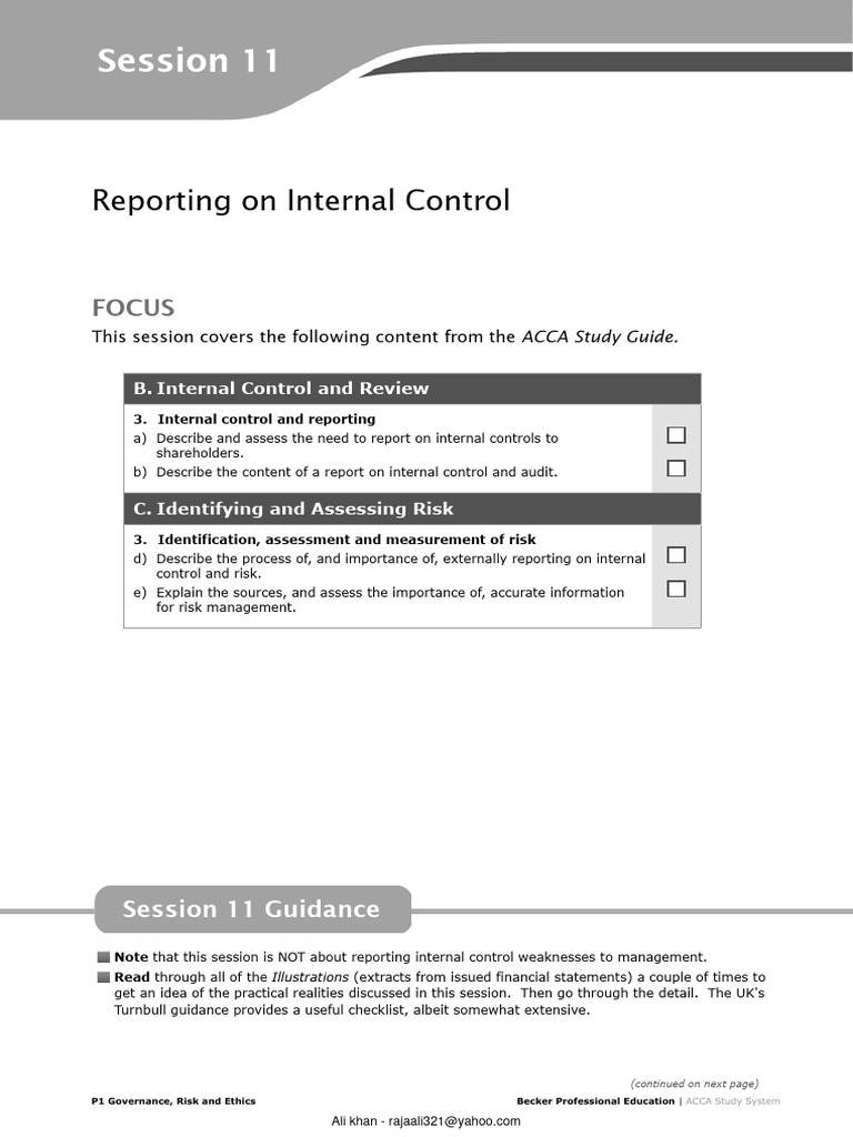 P1-11 Reporting On Internal Control | Download Free PDF | Internal ...
