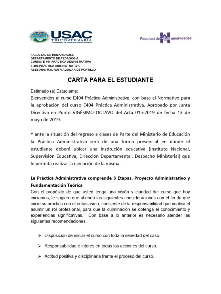 Carta para El Estudiante | PDF | Plan de estudios | Pedagogía