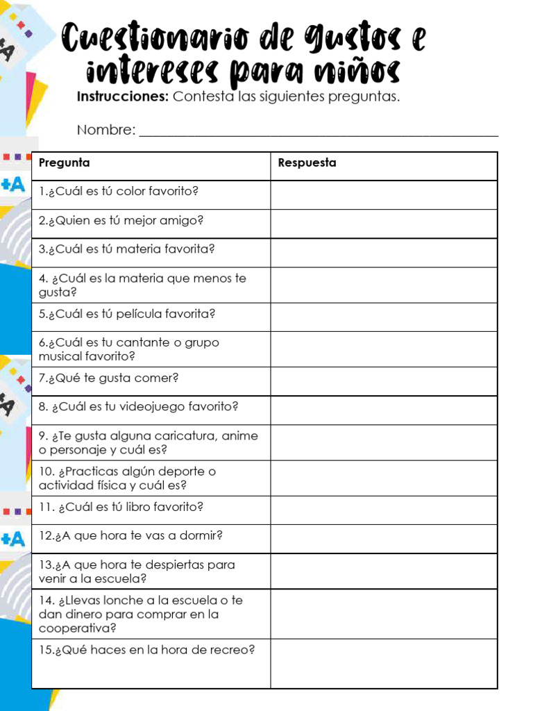 Cuestionario de Gustos e Intereses | PDF