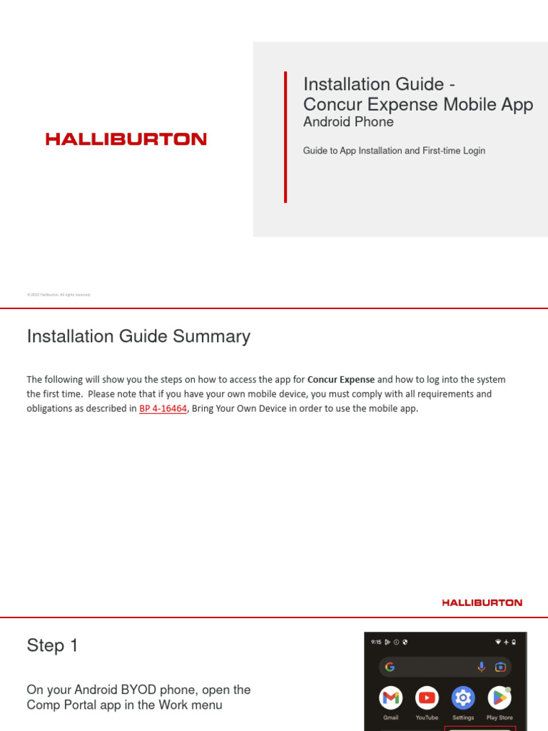 Installation Guide - Concur Expense Mobile App - Android | PDF | Business