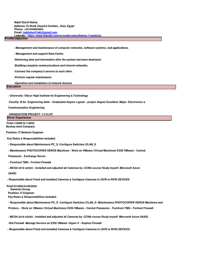 Nabil CV | Download Free PDF | Computer Network | Cisco Certifications