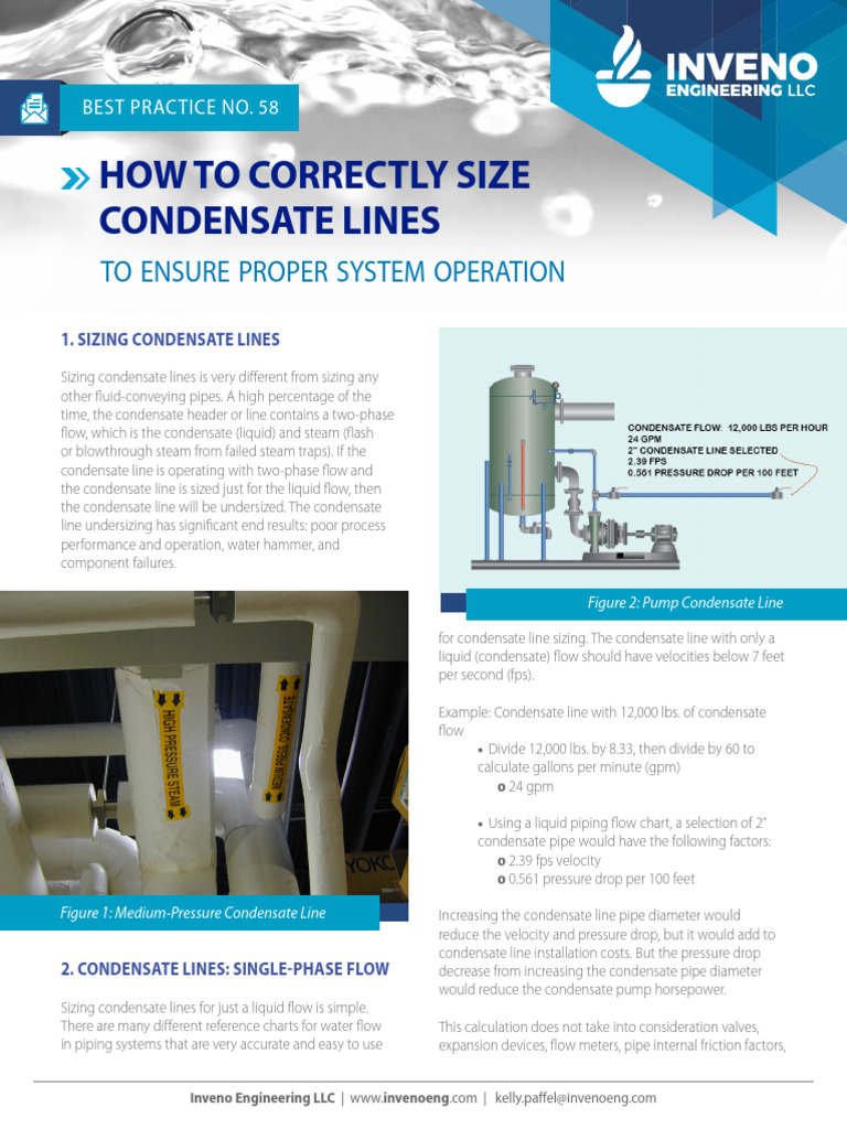 Best Practice No. 58 How To Correctly Size Condensate Lines | PDF ...