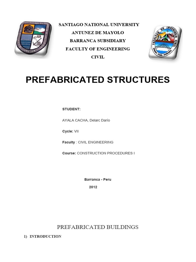 Prefabricated Constructions Report | PDF | Prestressed Concrete | Concrete