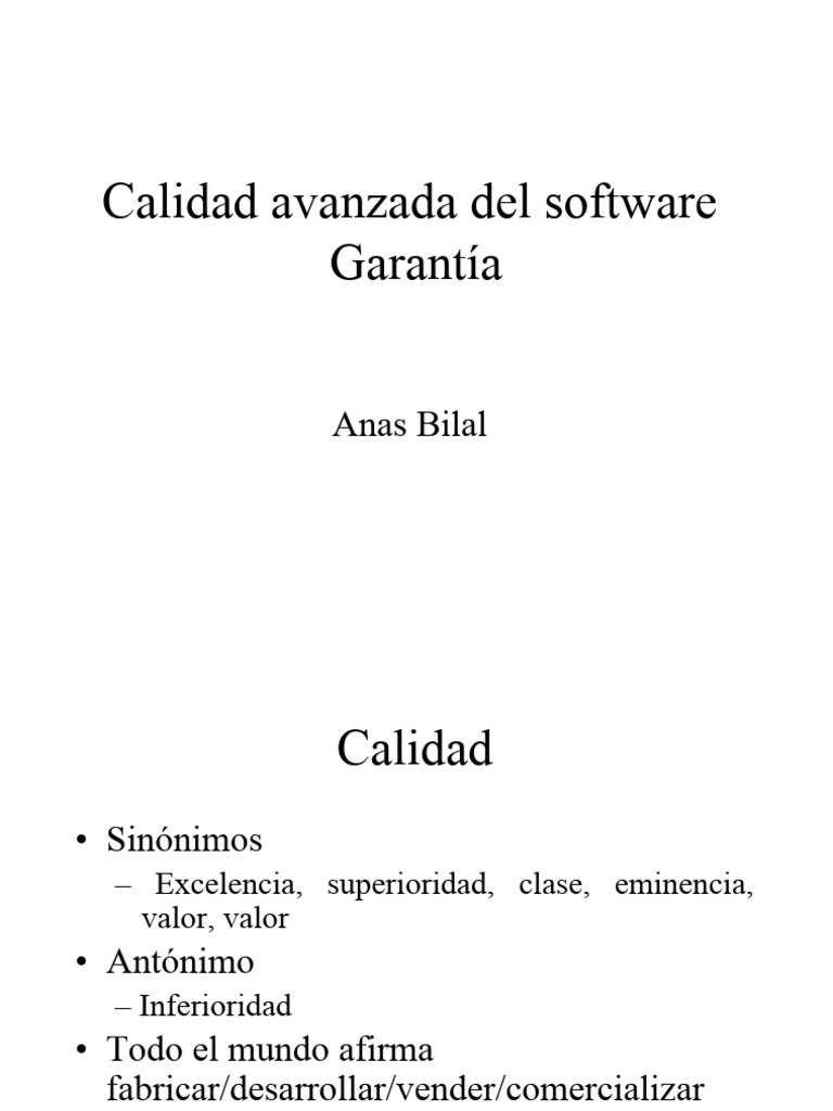 Notas de Garantía de Calidad Del Software | PDF | Calidad (comercial) | Software
