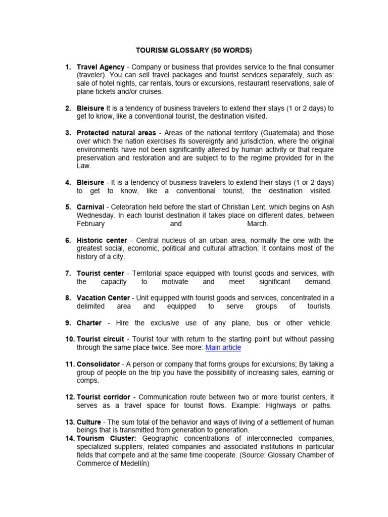 Tourism Glossary | PDF | Tourism | Economies