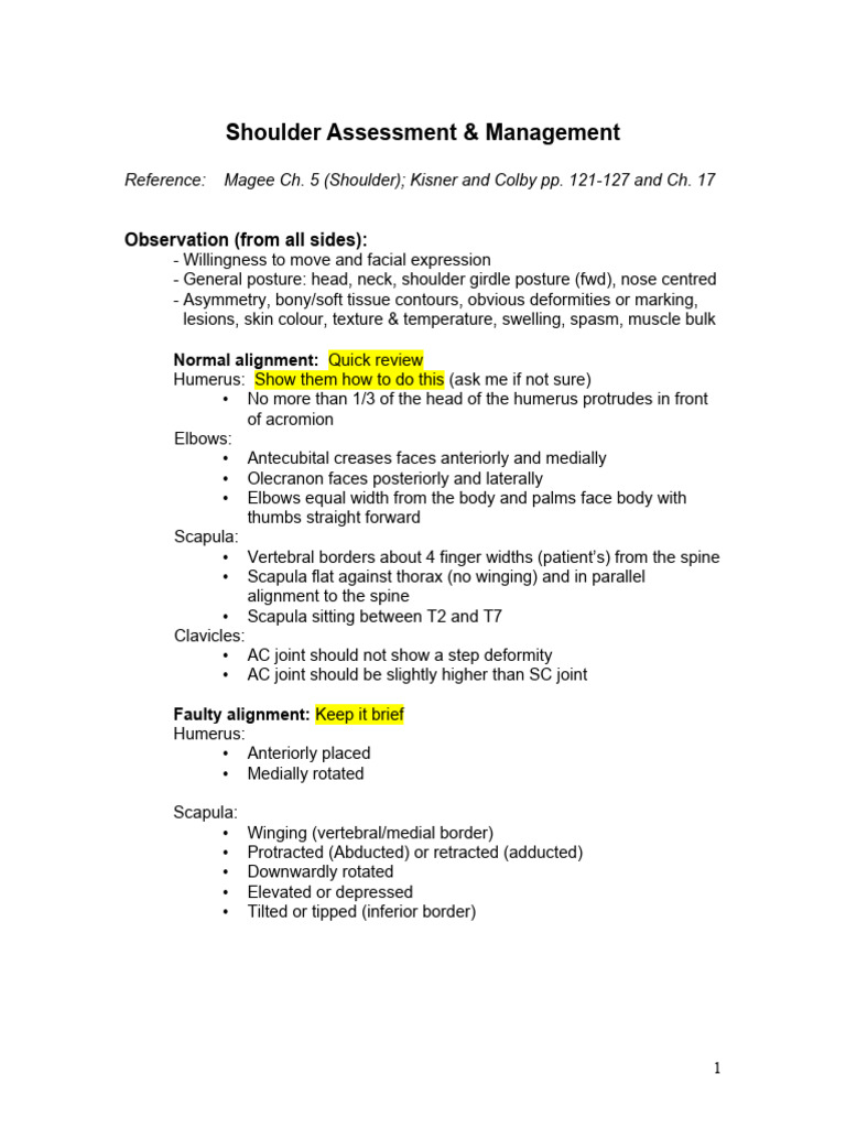 Shoulder Assessment | Download Free PDF | Anatomical Terms Of Motion ...
