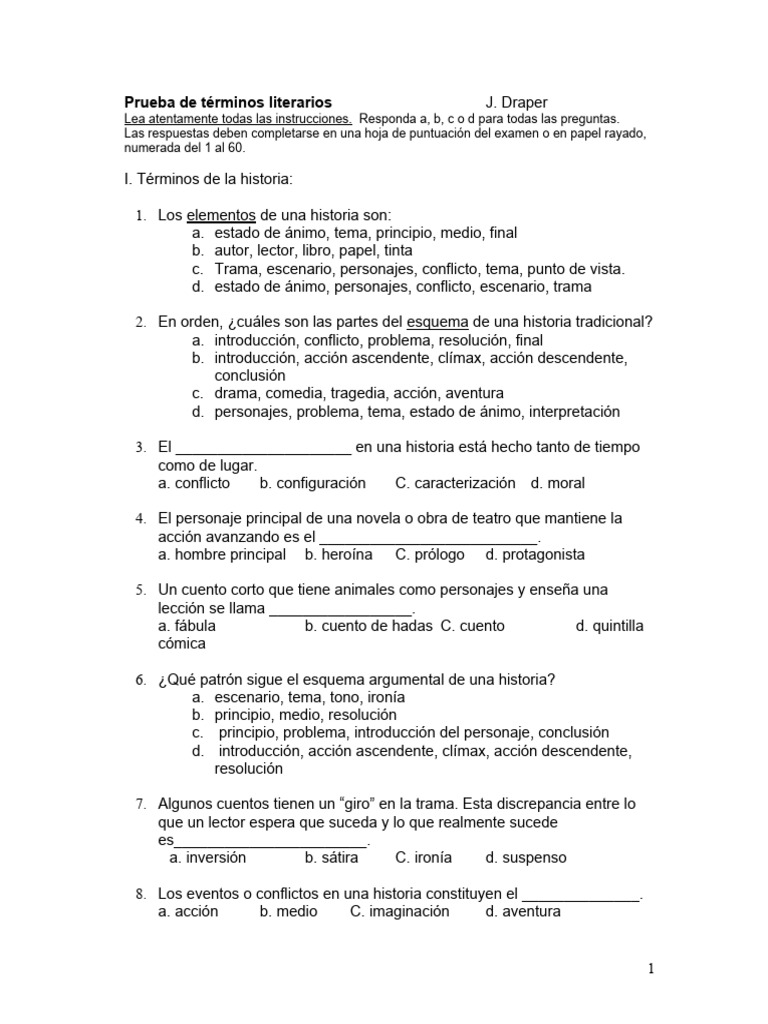 Prueba de Términos Literarios | PDF | Poesía