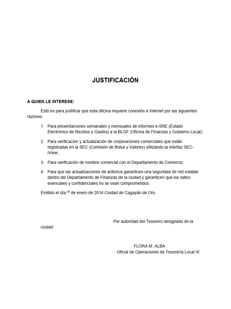 Modelo de Carta de Justificación | PDF