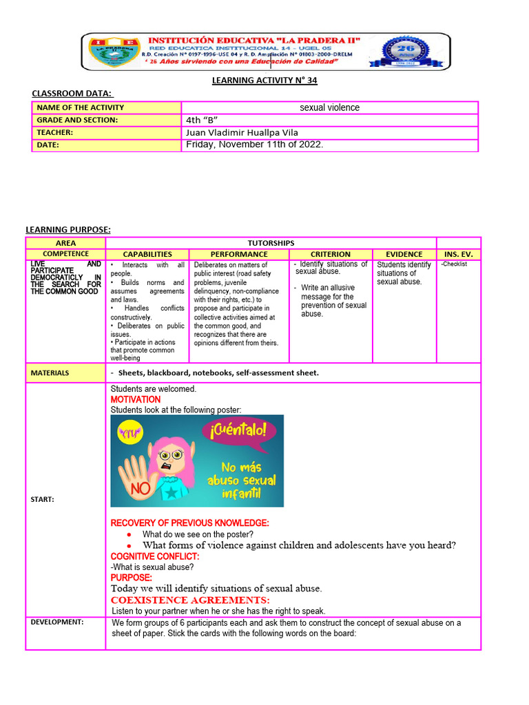 LEARNING SESSION #34 Sexual Violence | PDF | Adolescence | Sexual Abuse