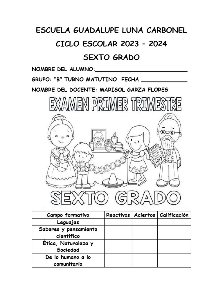 Evaluación de Sexto Grado 2023-2024 | PDF | Biodiversidad | Abuso infantil