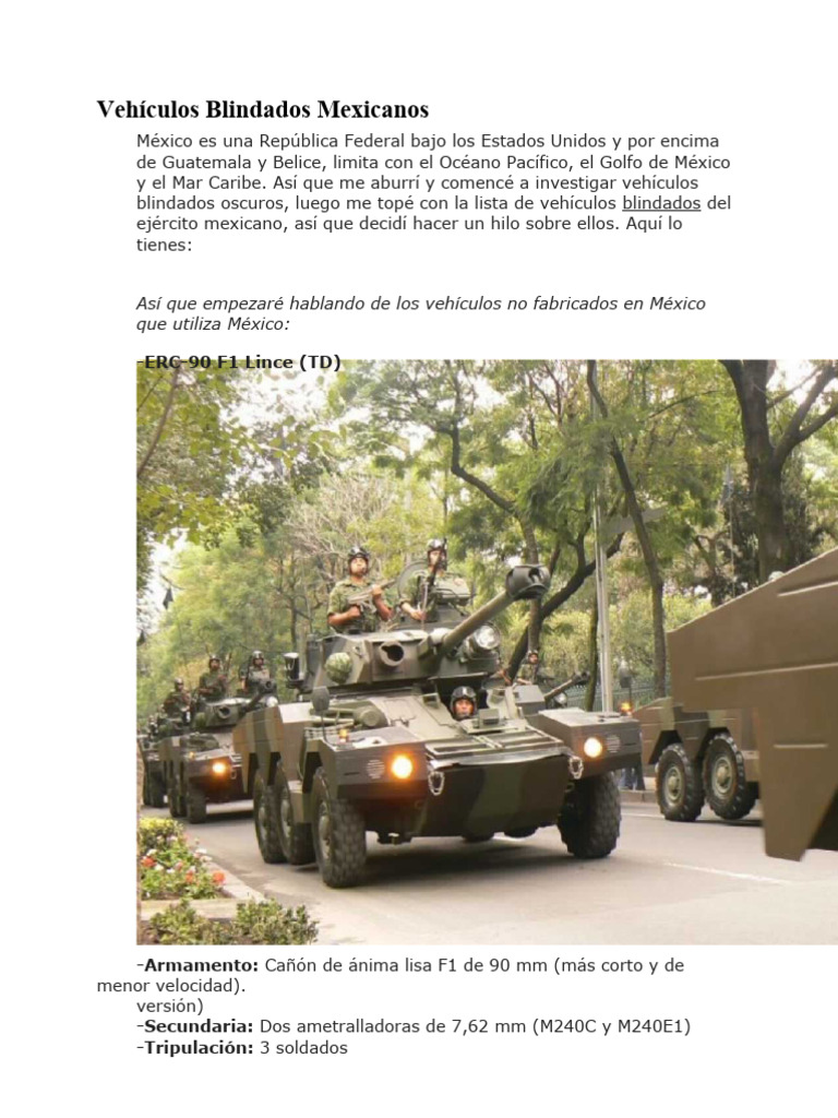 Vehículos Blindados del Ejército Mexicano | PDF | Vehículos blindados ...