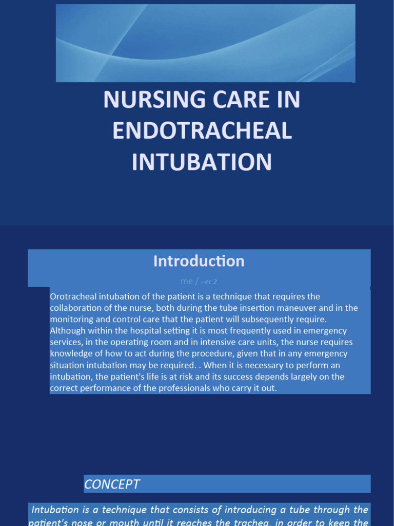 Nursing Care in Endotracheal Intubation | PDF | Medicine | Clinical Medicine