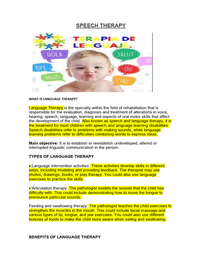 Speech Therapy-To Send | PDF | Speech | Psychotherapy